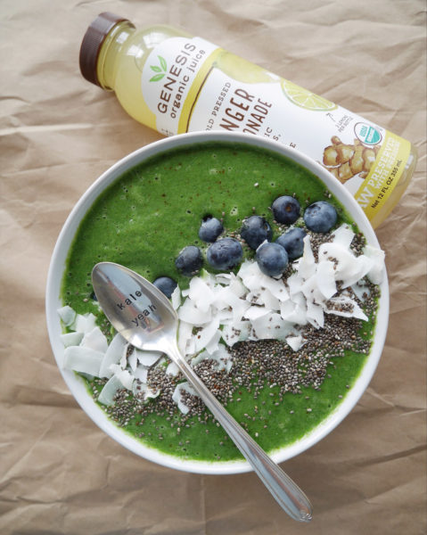 Green Smoothie Bowl Recipe featuring Genesis Juice Organic Ginger ...